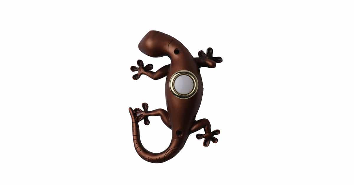 Copper Finish Gecko Lizard Lighted Wired Doorbell Button