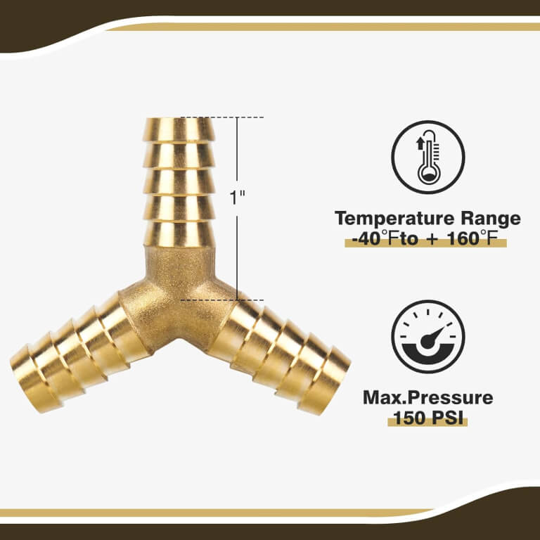 3 Way Y Shaped Barbed Splitter Brass Fitting for Rubber Hose